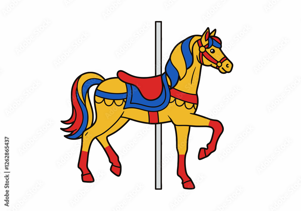 Carousel horse clip art. Colorful horse with red, blue, and yellow ...