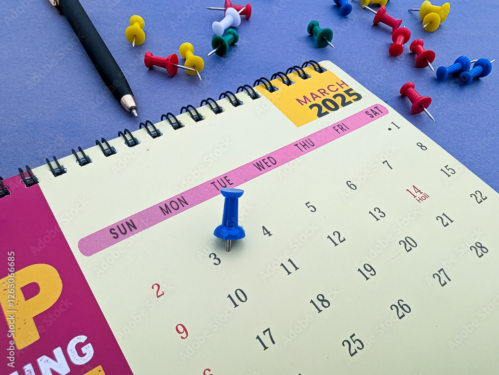 3rd march 2025 marked on calendar with push pin, March 2025 Calendar ...