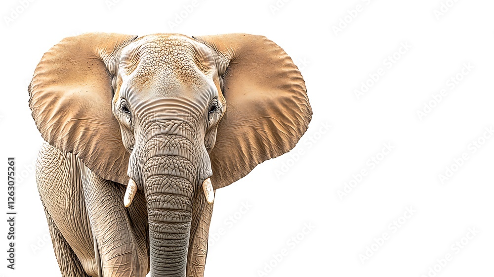 Majestic Elephant Standing Proudly Against a Pure White Background ...