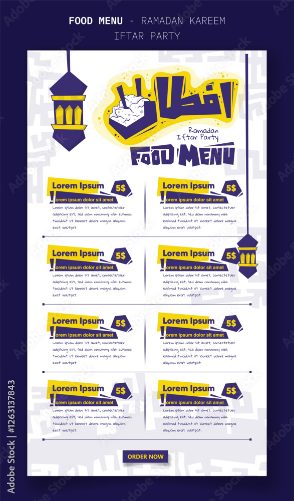 Food menu template for restaurant or street food in ramadan iftar party ...
