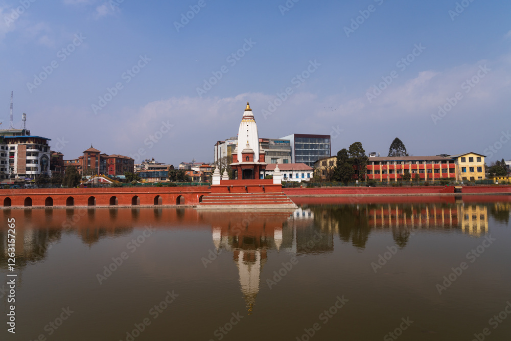 Rani Pokhari, a historic artificial pond in Kathmandu, Nepal, was built ...