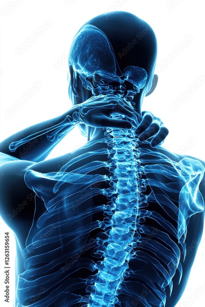 X-ray visualization showcasing spine and skeletal anatomy with ...
