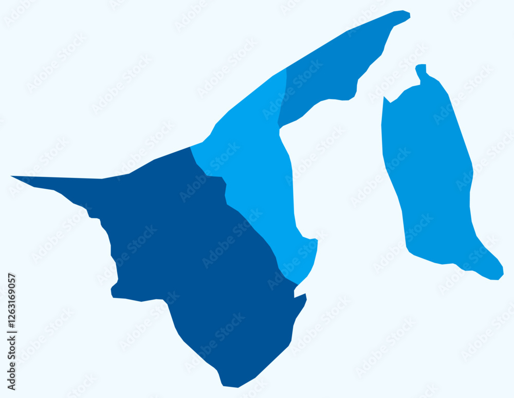 Map of Brunei with regions. Just a simple country border map with ...