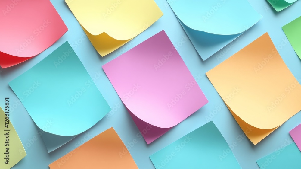 Blank paper notes with curled corners. Realistic mockups for messages ...