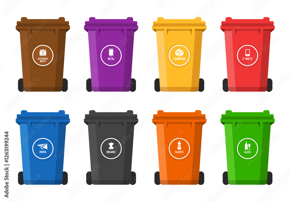 Recycling Bins. Containers for different types of garbage. Containers ...