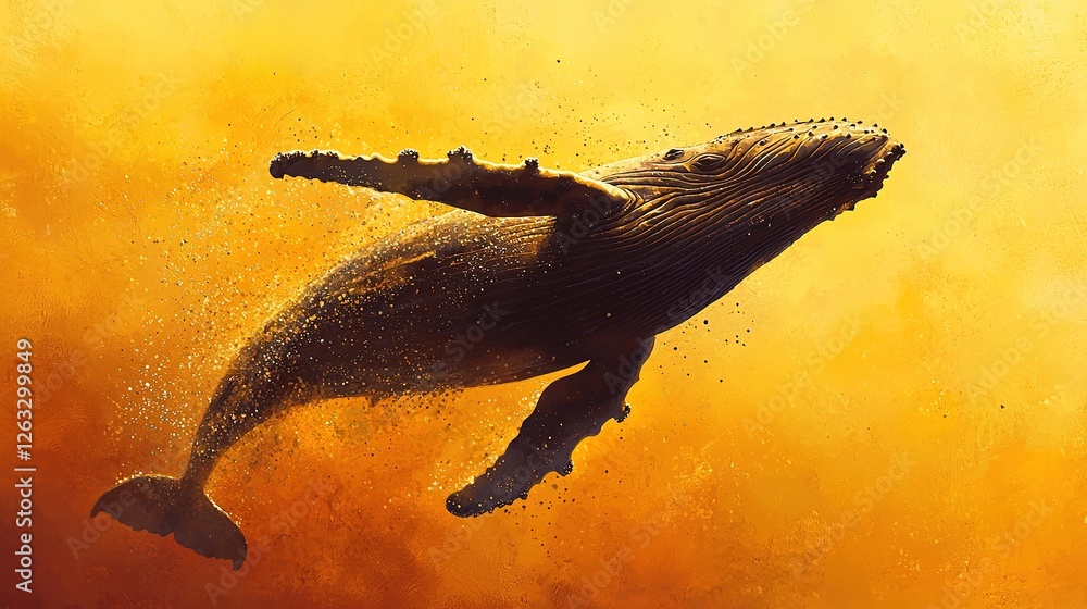 Humpback whale leaping in ocean sunset marine adventure underwater ...