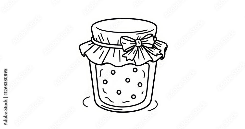 Cute Jam Jar with Bow Coloring Page for Kids, Homemade Preserves Black ...