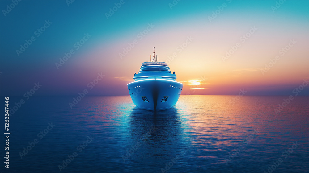 Sea ship digital photo illustration. Front view of cruise liner ...