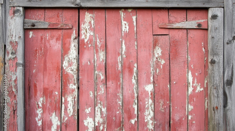 Red Wooden Door with Peeling Paint Vertical Composition, Rustic Texture ...
