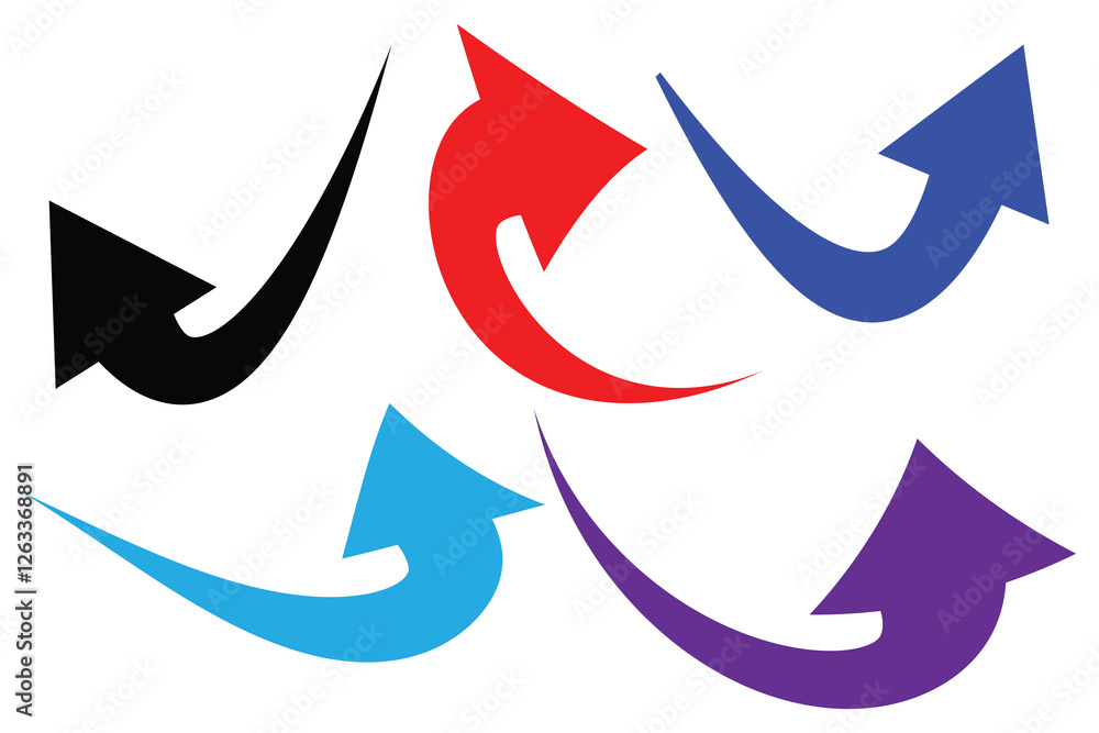 Single headed curve arrow icon vector. Curve arrow set. Collection ...
