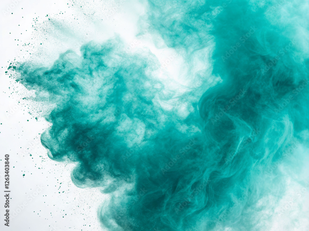 Mesmerizing particle swirl of teal powder abstract art digital ...