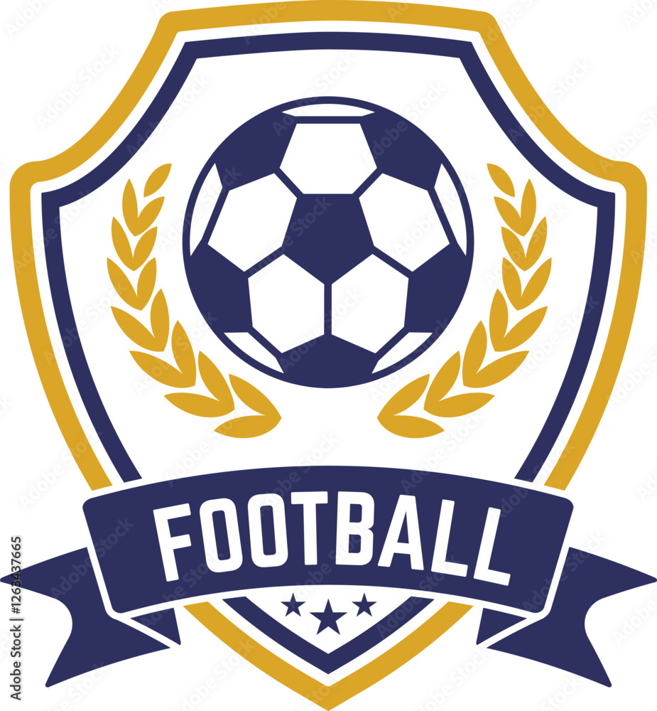 Football club logo featuring a ball and a stylized laurel wreath inside ...