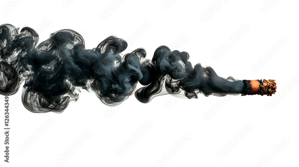 Cigarette Smoke Emanating from a Burning Cigarette in a Studio Setting ...