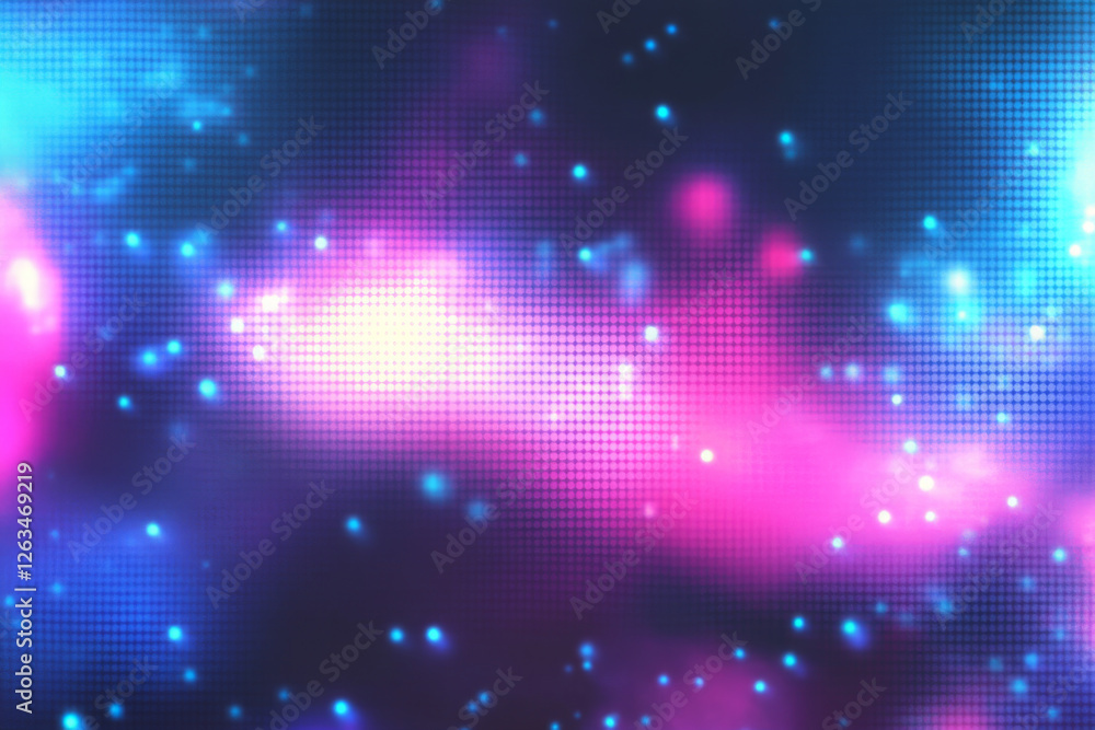 Abstract blue, mint and pink background with interlaced digital glitch ...