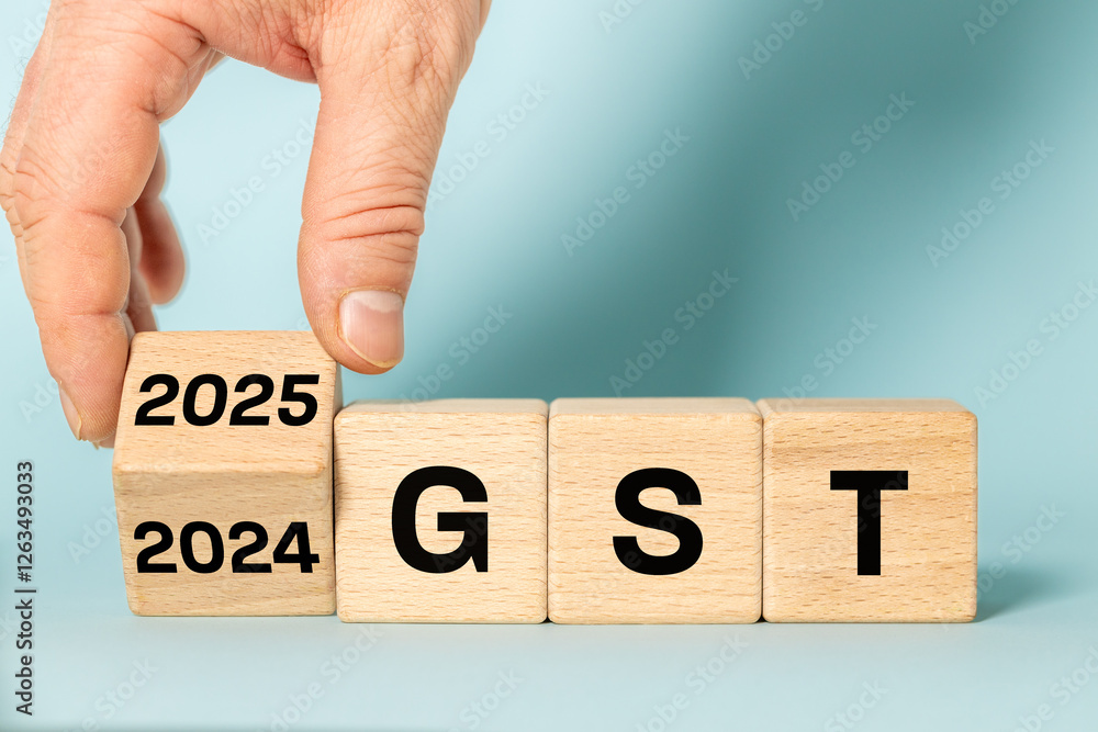 Stock-Foto „gst 2025. New tax year. Symbol of financial settlements ...