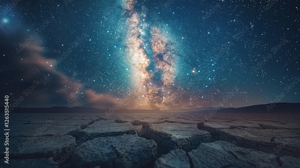 Stunning Milky Way Galaxy Over Desert: Vibrant Nebulae and ...