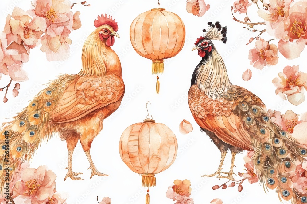 Chinese watercolor traditions clipart. Hand-drawn elements for the ...