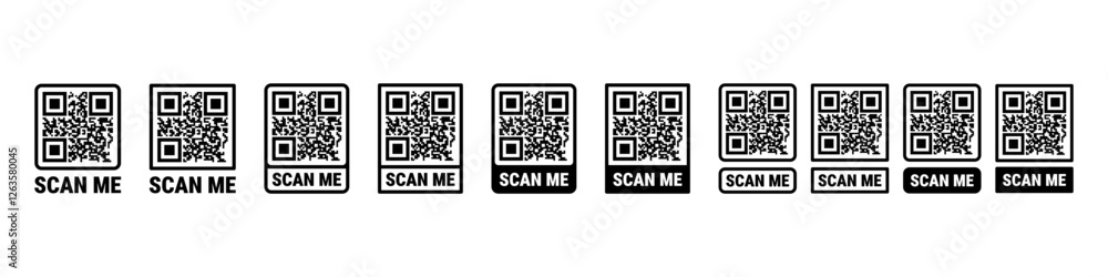 Scan me frame set. Qr code mockup. Mobile payment and identity. Stock ...