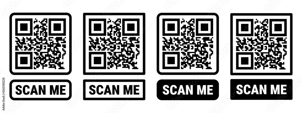 Scan me frame set. Qr code mockup. Mobile payment and identity. Stock ...