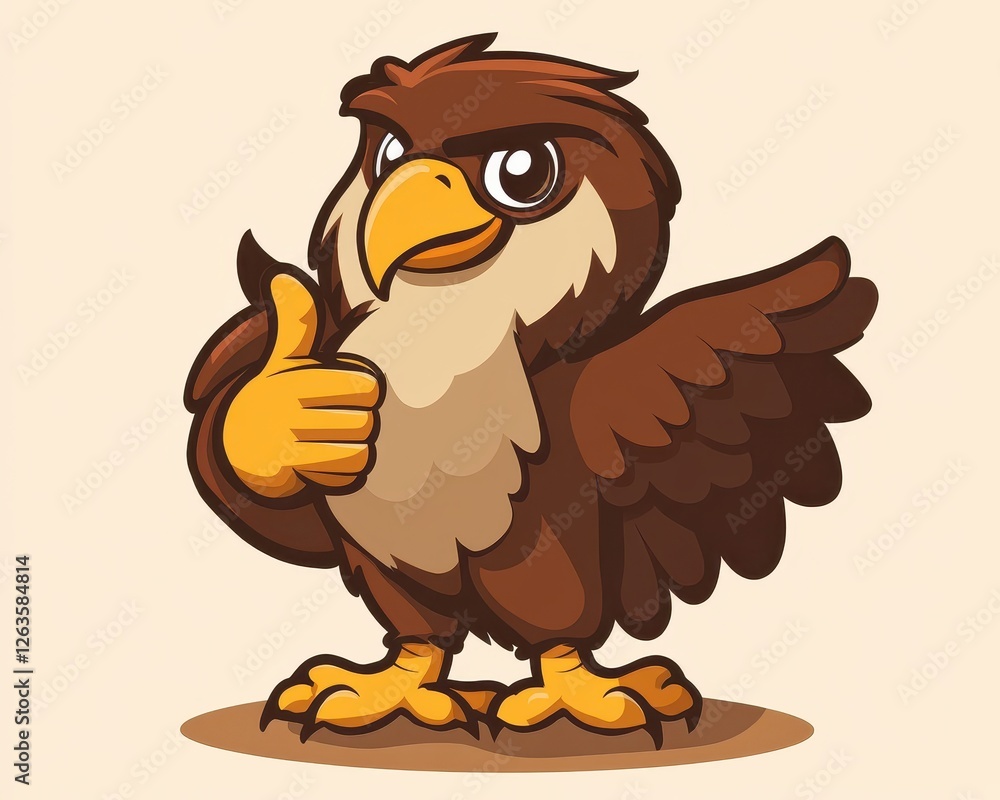 Dynamic Hawk Mascot. Playful Bird Character with Enthusiastic Thumbs Up ...