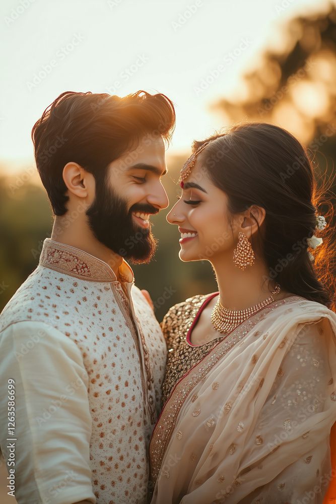Indian bride and groom at amazing hindu wedding ceremony. Details of ...