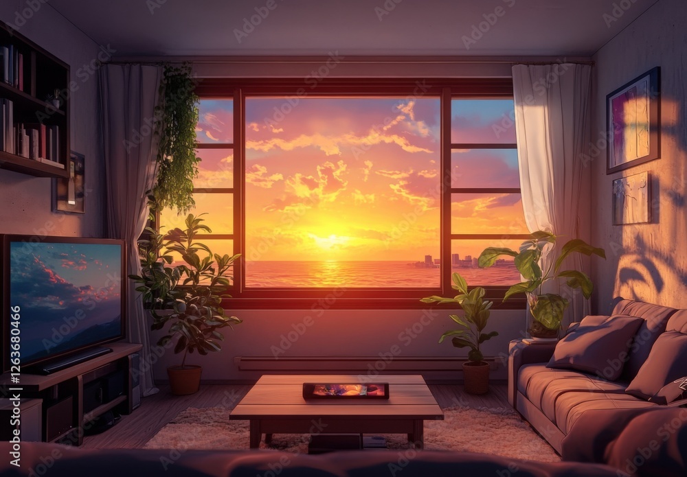 animated virtual backgrounds, stream overlay loop, living room interior ...
