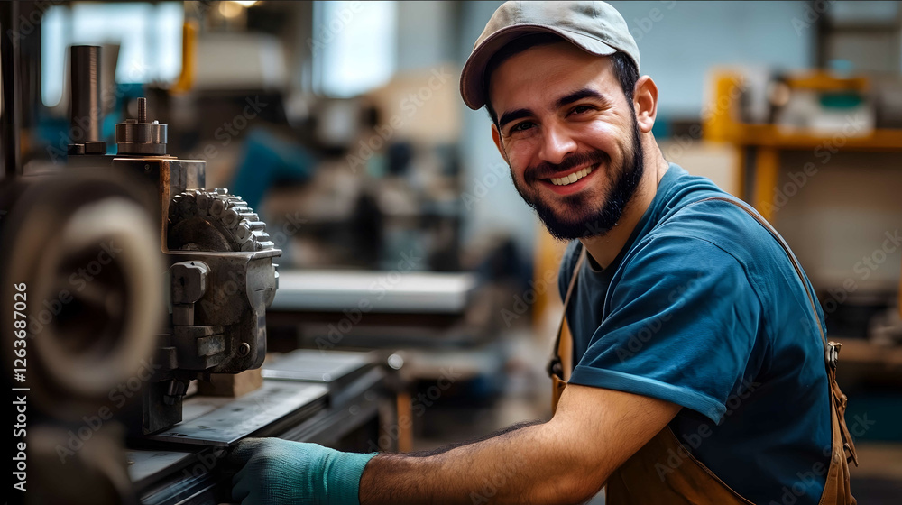 un obrero guapo contento limpio profesional y prolijo operando ...