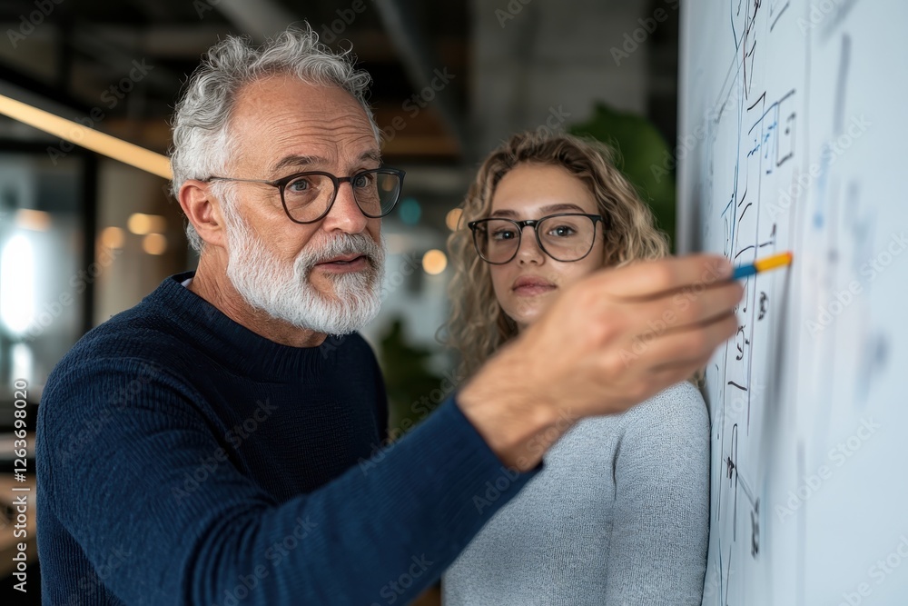 An enthusiastic professor engages with a student, illustrating ideas on ...