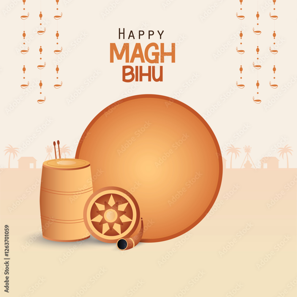 New Year Happy Bihu horizontal background. Harvest Festival Of Assam ...