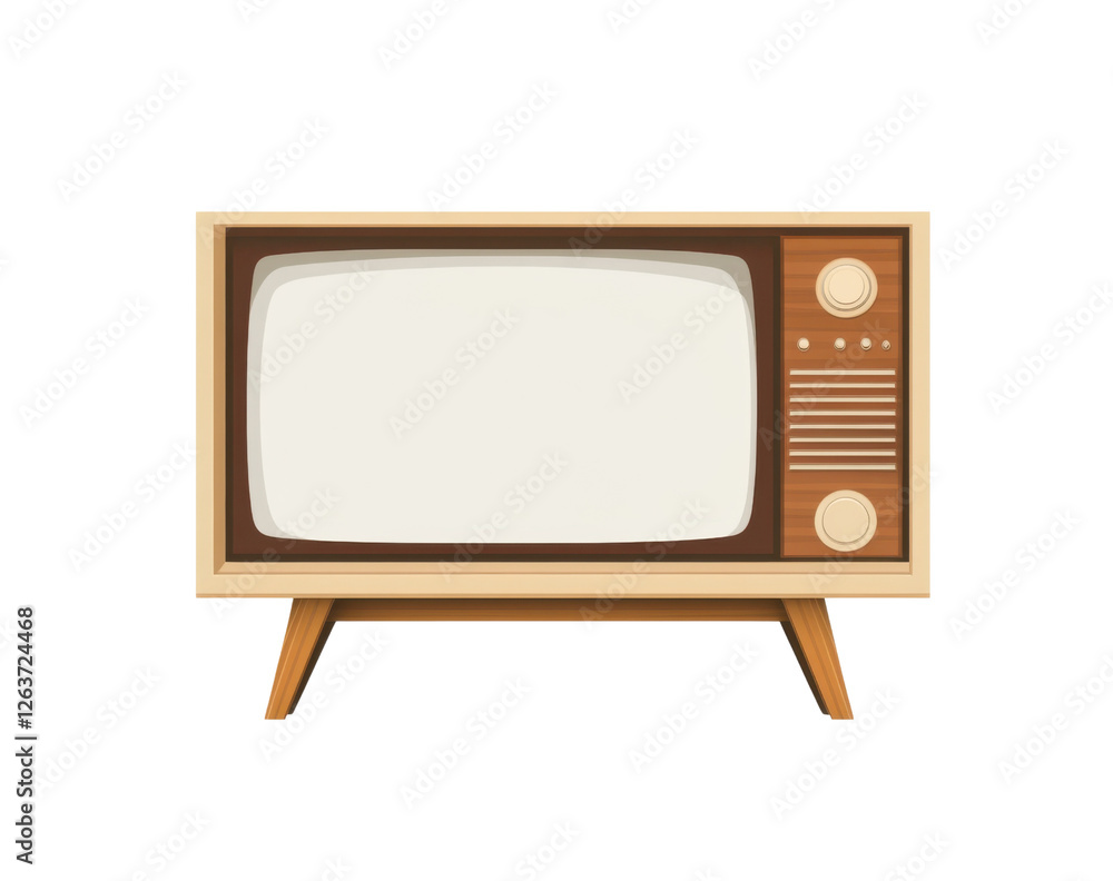 Retro television set with blank screen on transparent background ...