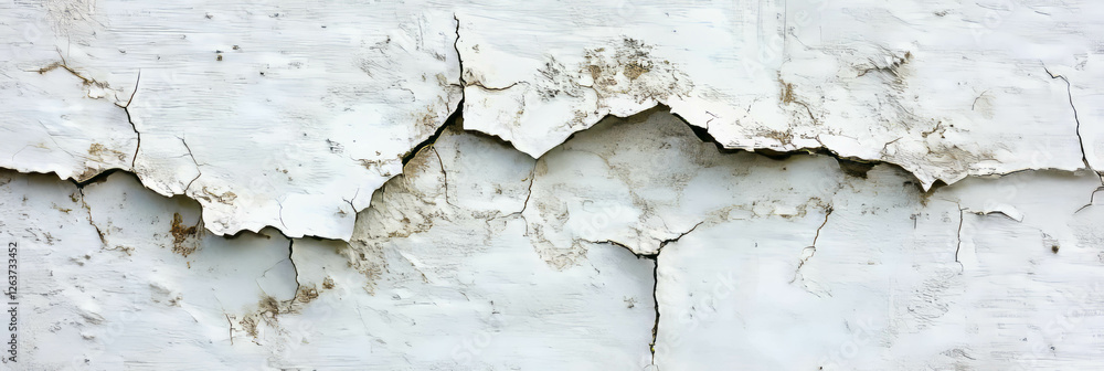 Texture of an aged white wall with hairline cracks and subtle grey ...