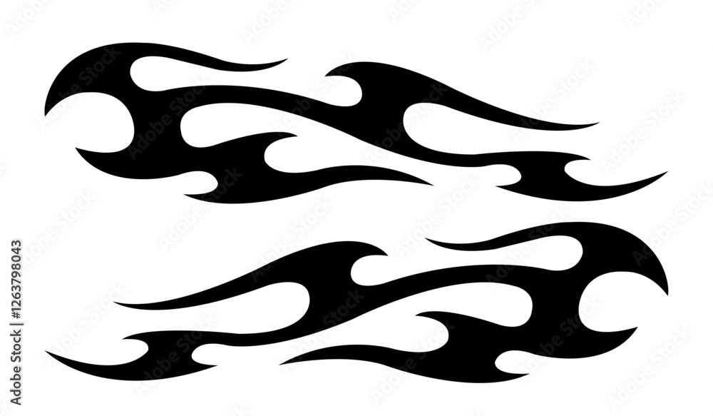 Abstract black silhouette fire flames tattoo vector art graphic. Tribal ...