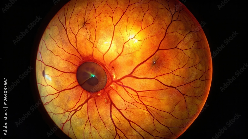 Detailed examination of retina with ophthalmoscope showing retinal ...