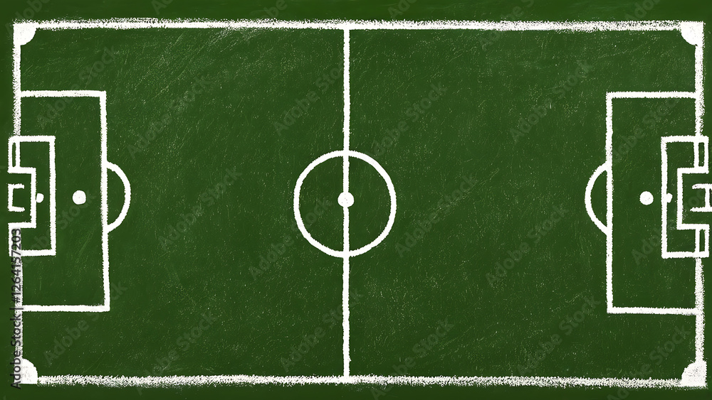 Chalkboard Soccer Field Drawing Green Background Stock Photo | Adobe Stock