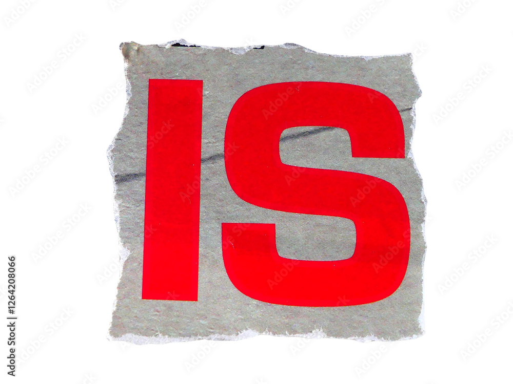 "IS" wording or text with pieces of torn or cut paper, design elements ...