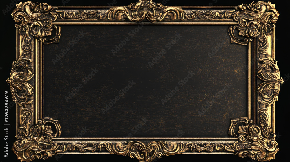 Square ui game frames, gold textured ornate rims with medieval decor ...