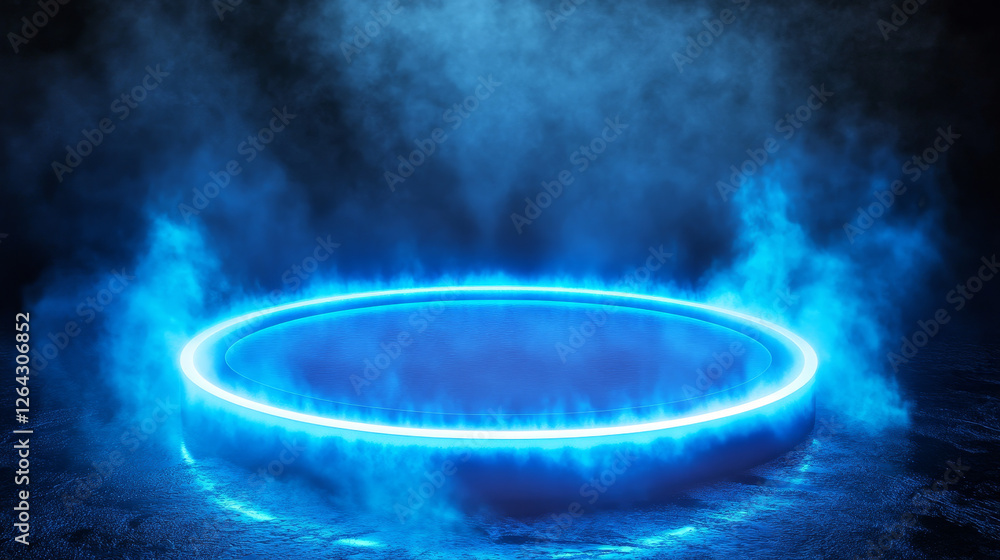 Glowing neon game portal - realistic vector illustration of futuristic ...