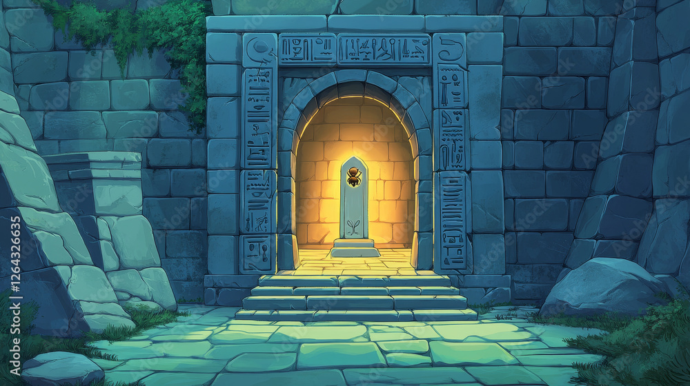 Magic ancient egypt portal with symbol of scarab and mystic light ...