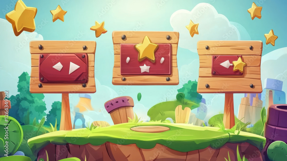 Game ui interface boards with level score, win or lose bar, golden ...