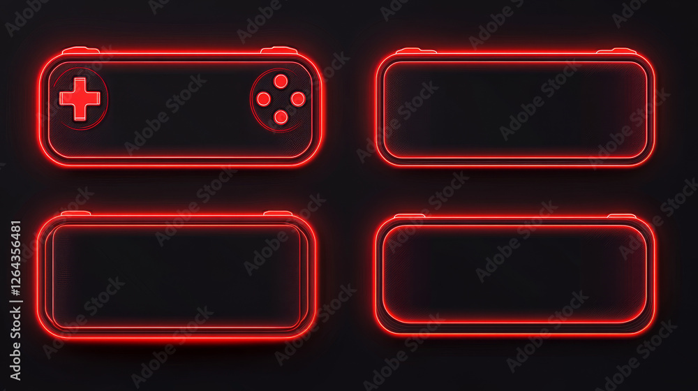 Game stream ui borders set isolated on black background. Vector ...