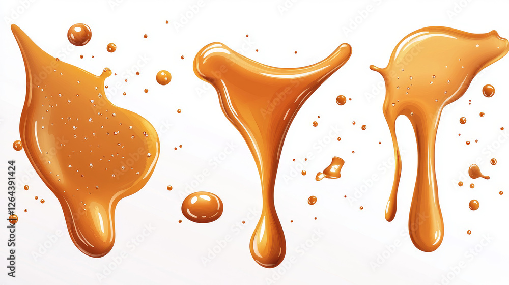 Realistic set of caramel drops and stains png isolated on transparent ...