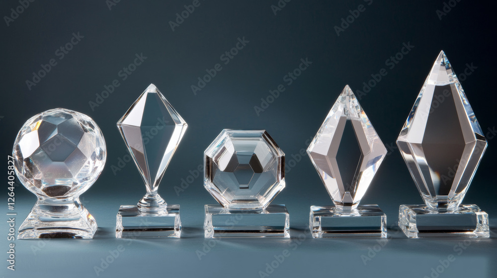 Glass transparent trophy mockup with empty acrylic shape on base ...