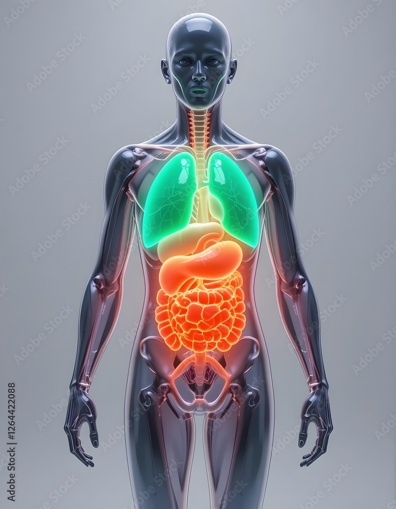 Human Anatomy Internal Organs: Lungs, Digestive System, and Skeletal ...
