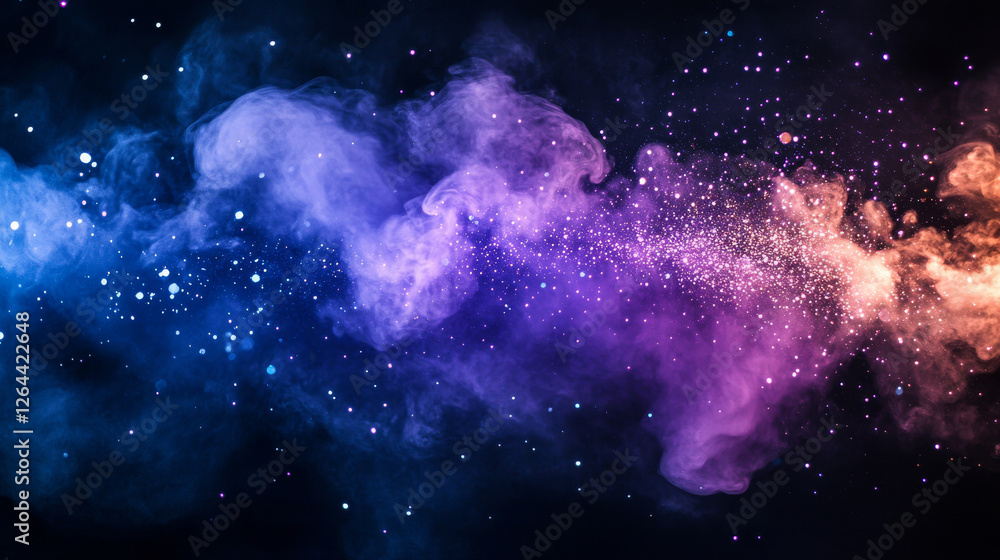 Star explosion with glow, smoke and sparkles. Magic burst effect with ...