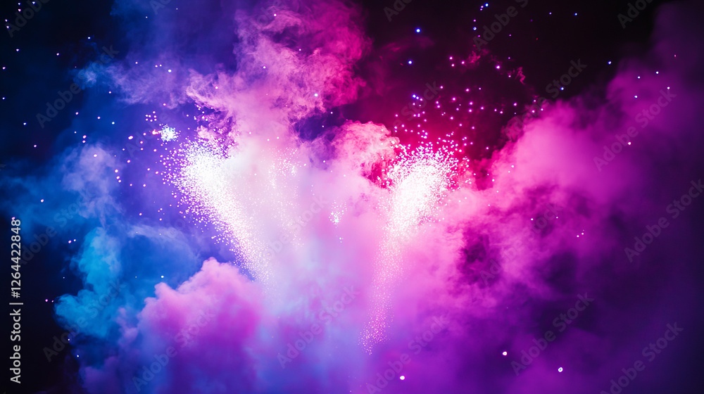 Star explosion with glow, smoke and sparkles. Magic burst effect with ...