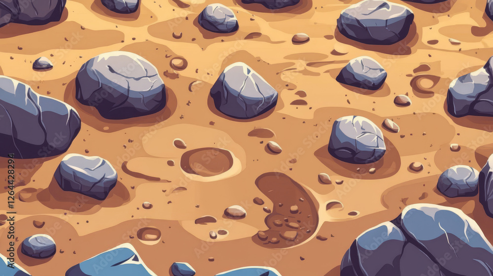 Seamless game ground texture layer cartoon vector. Soil and dirt land ...