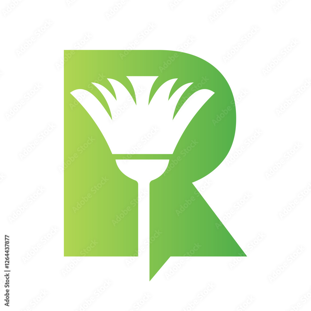 Minimal Clean Logo On Letter R Combine With Cleaning Brush Symbol ...