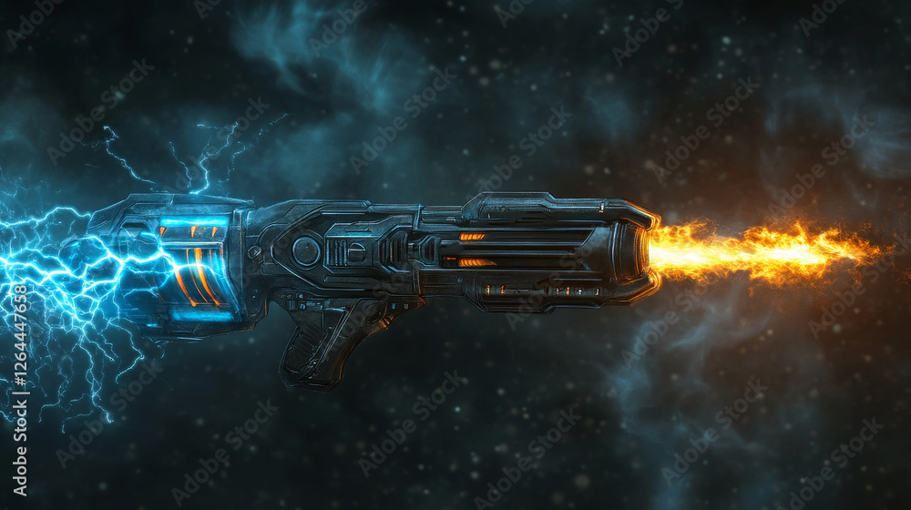 Blaster shot effects with fire, energy and plasma beams isolated on ...