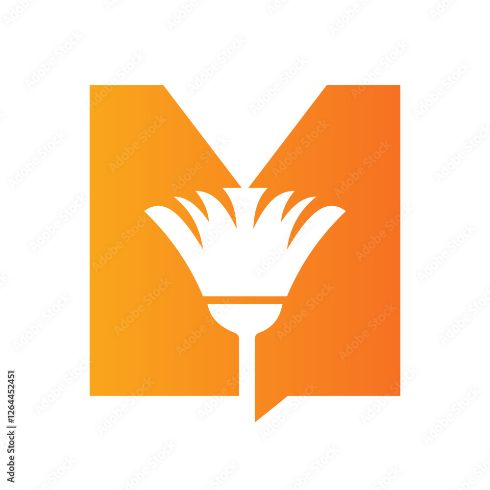 Minimal Clean Logo On Letter M Combine With Cleaning Brush Symbol ...