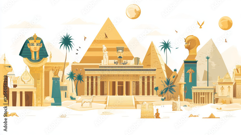 Ancient Egypt infographic cartoon vector travel concept. Papyrus scroll ...